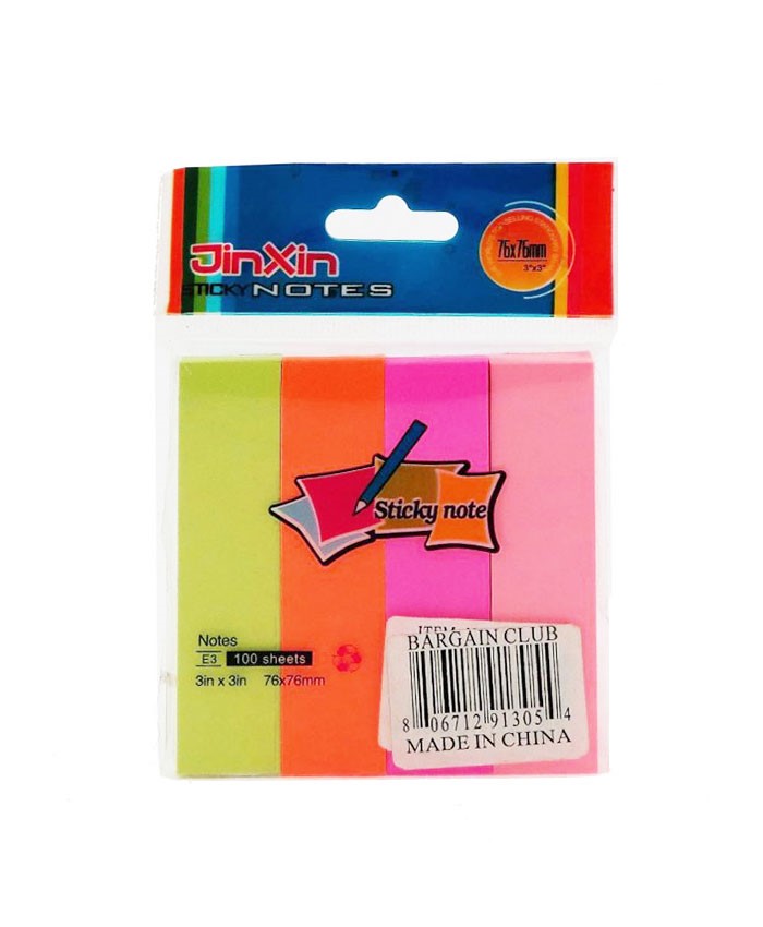 JinXin Sticky Notes, 3 Inch x 3 Inch (Pack of 100 Sheets)