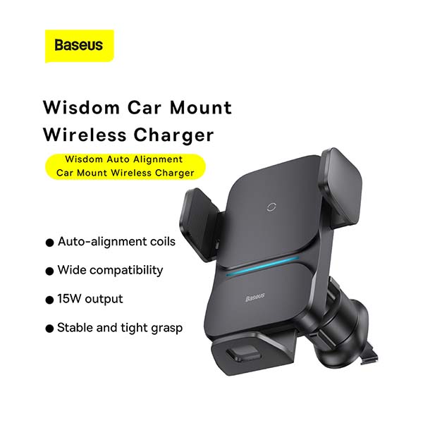 Baseus Wisdom Auto Alignment Car Mount Wireless Charger, 15W