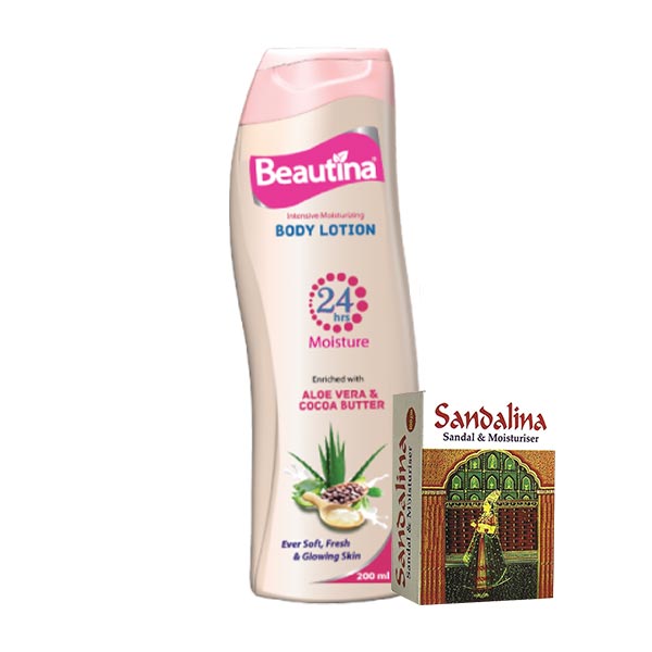 Beautina Body Lotion Aloe Vera & Cocoa Butter, 200ml with (Free ...