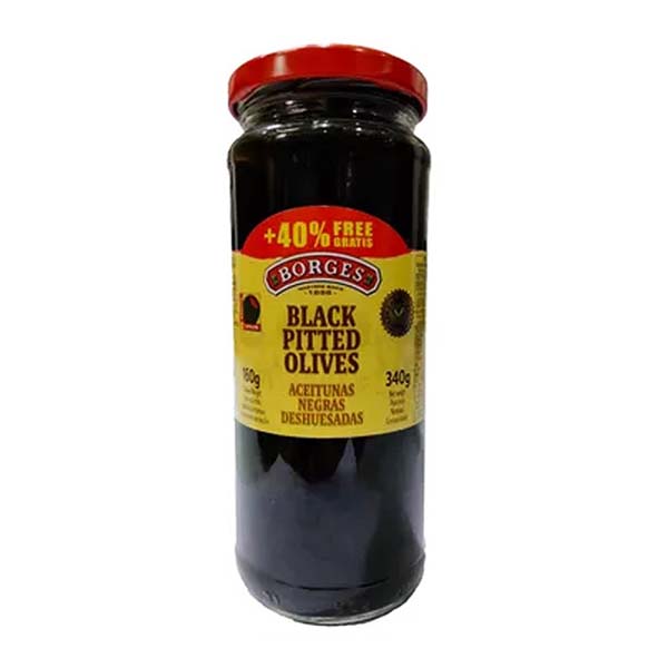 Borges Pitted Black Olives, 340gm