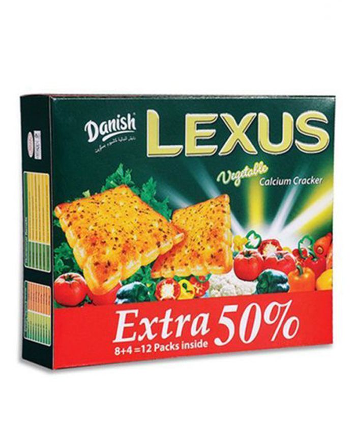 Danish Lexus Vegetable Calcium Cracker, 180gm (Pack of 12 Pieces)