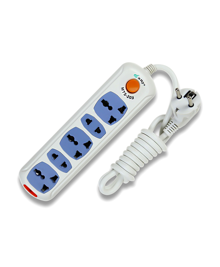 Many 3 Pin Socket Multi Plug, MTS-203, 2 Meter