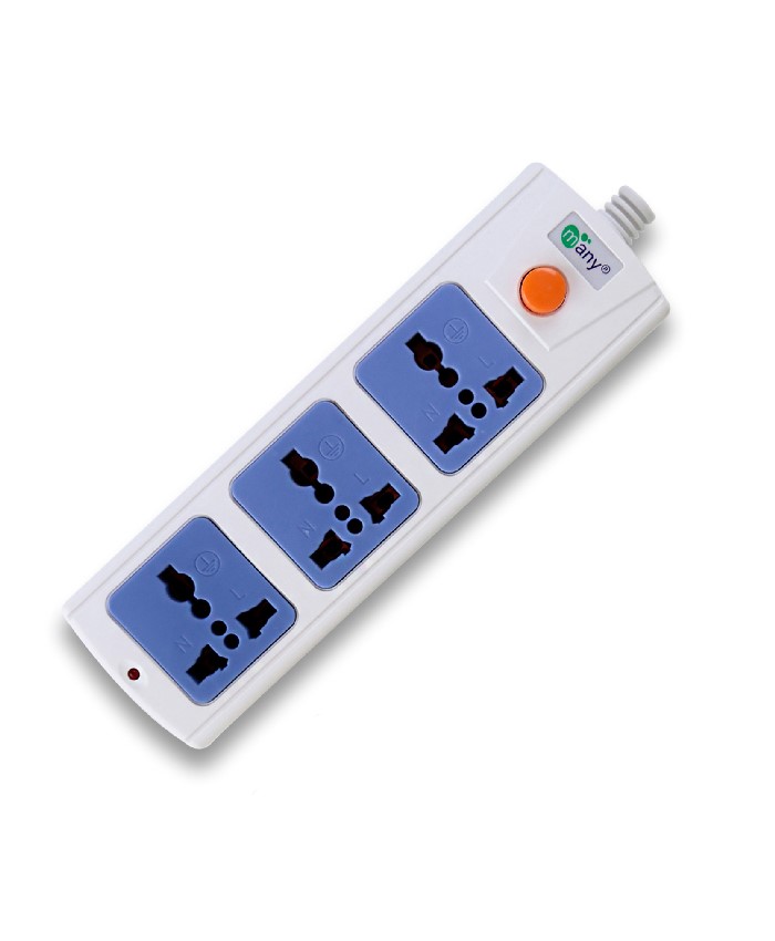 Many 3 Pin Socket Multi Plug , MTS-1103, 2 Meter