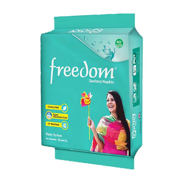 Freedom Sanitary Napkin Panty System, (Pack of 15 Pads)