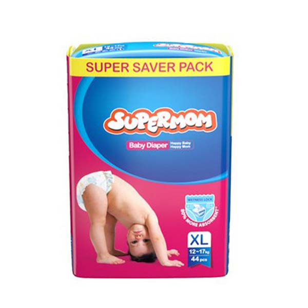 Supermom Baby Diaper, Extra Large (12-17 Kg), Pack of 44 Pcs