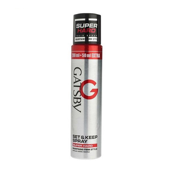 Gatsby Super Hard Set & Keep Styling Hair Spray, 250ml