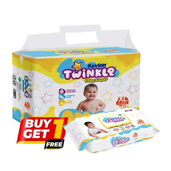 Savlon Twinkle Baby Belt Diaper XL 32 Pieces With (Savlon Twinkle Baby ...