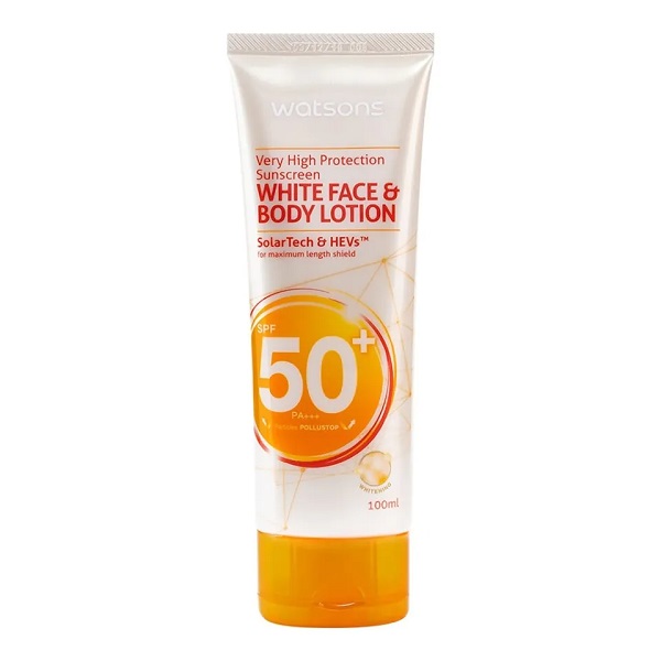 WATSONS Whitening Sunscreen Face & Body Lotion SPF50 Plus, PA Plus, 100ml